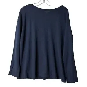 J. Jill | Sweaters | J Jill Merino Wool Sweater Womens M Navy Blue Boxy ...